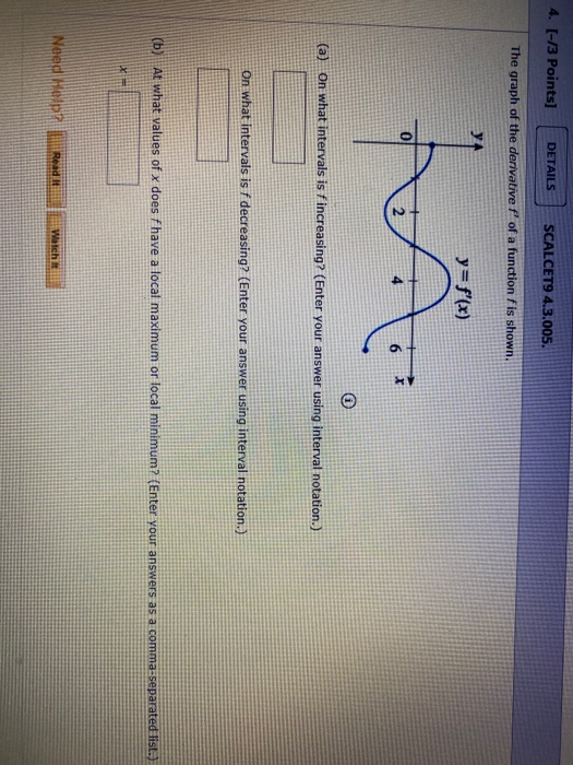Solved 4. [-13 Points] DETAILS SCALCET9 4.3.005. The graph | Chegg.com