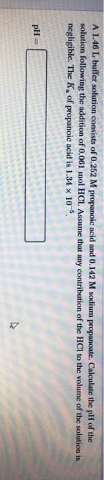 Solved A 1.46 L buffer solution consists of 0.252 M | Chegg.com