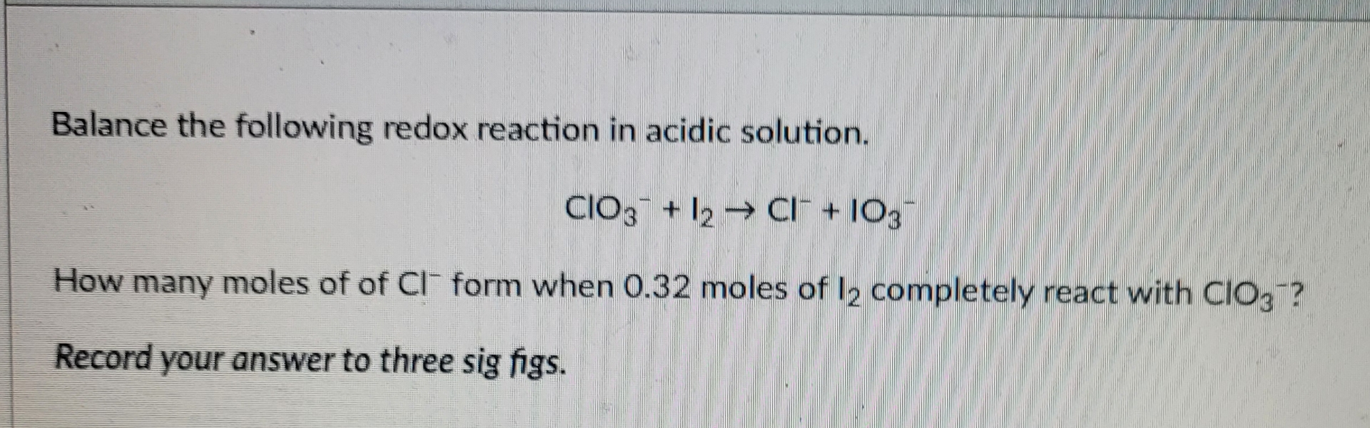 Solved Balance the following redox reaction in acidic | Chegg.com