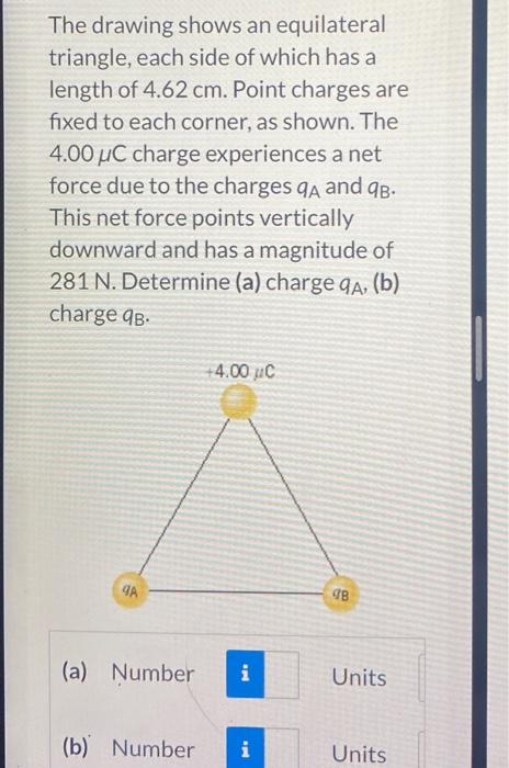 Solved The drawing shows an equilateral triangle, each side | Chegg.com
