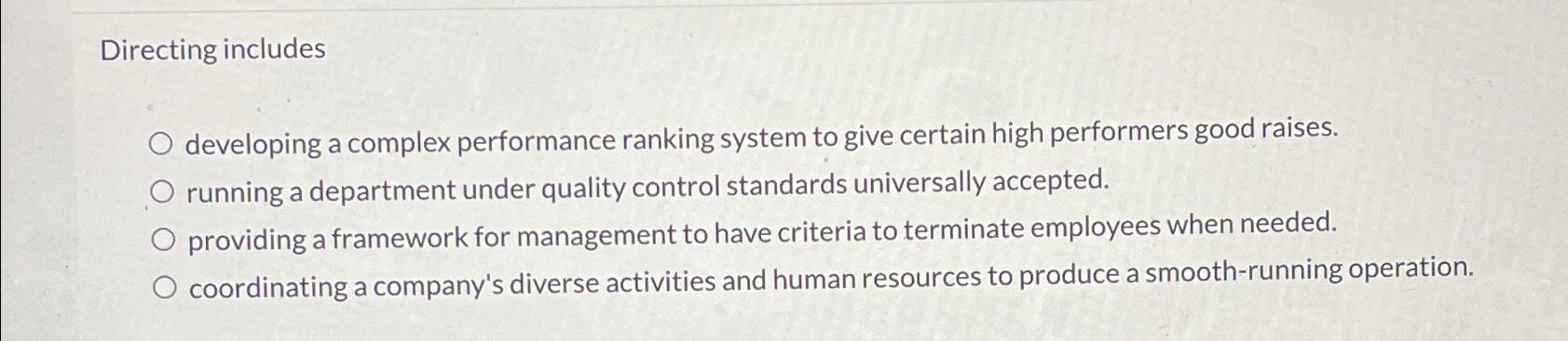 Solved Directing includesdeveloping a complex performance | Chegg.com