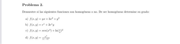 Solved Problema 4. Genere la función homotetica de cada una | Chegg.com