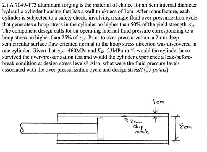 Solved 2.) A 7049-T73 aluminum forging is the material of | Chegg.com