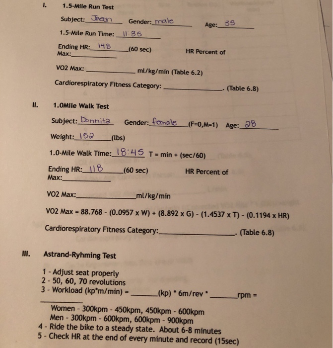 Age:_35 1.5-Mile Run Test Subject: Jason Gender: Male | Chegg.com