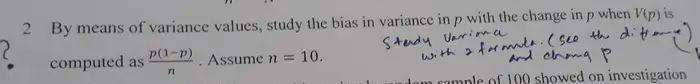 2 By means of variance values, study the bias in | Chegg.com