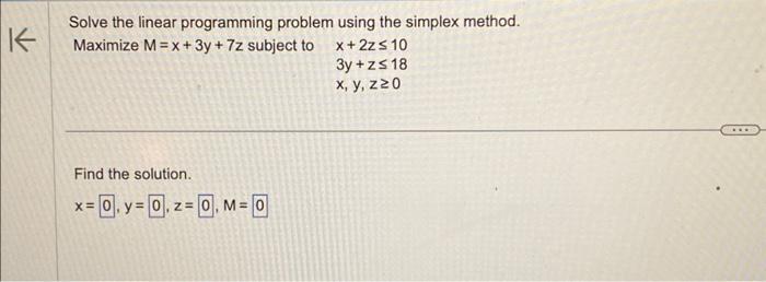 Solved Solve the linear programming problem using the | Chegg.com
