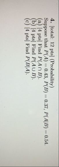 [total: 12 ﻿pts] (Probability)Suppose that | Chegg.com