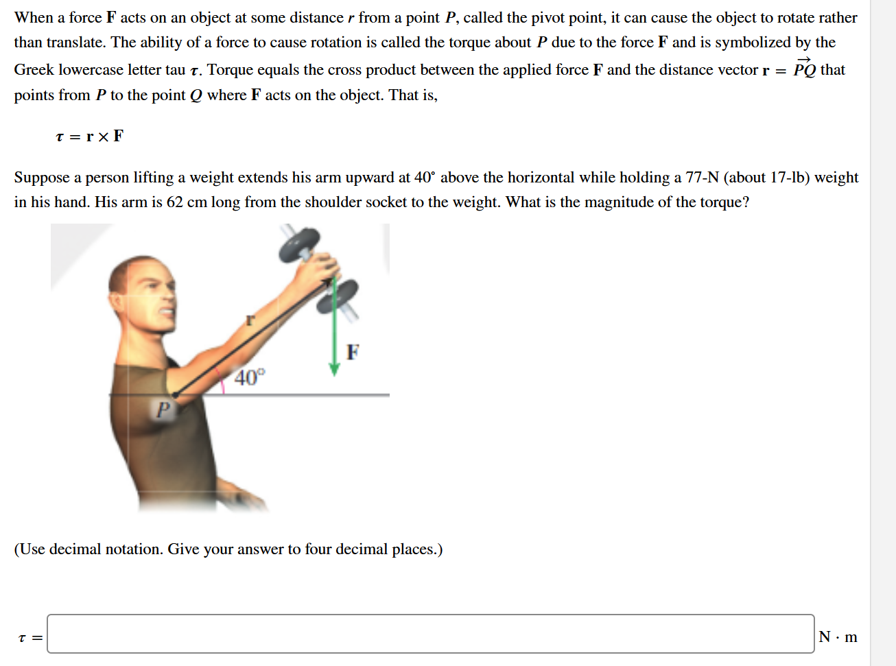 Solved When a force \( \mathbf{F} \) ﻿acts on an object at | Chegg.com