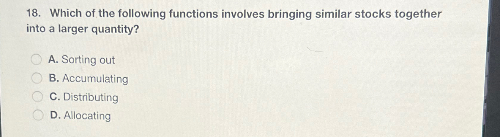 Solved Which of the following functions involves bringing | Chegg.com