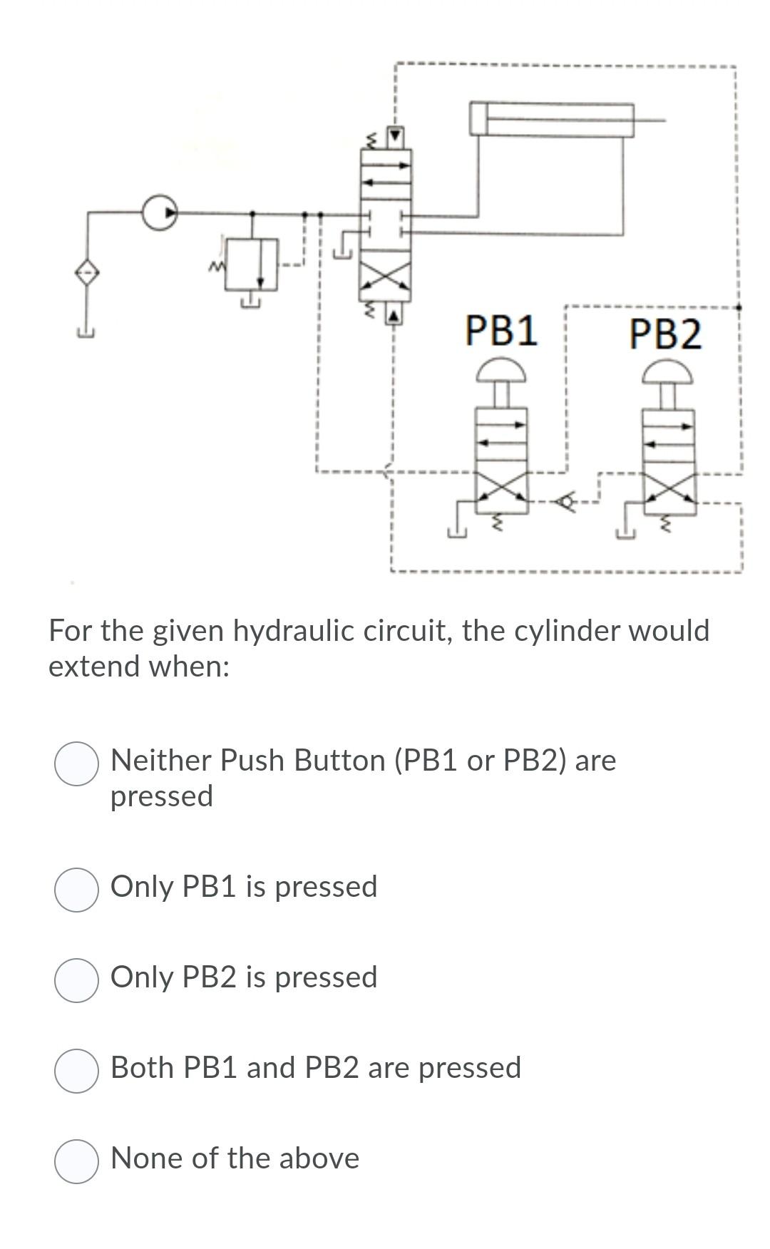 Solved PB1 PB2 FINIX HULLE For the given hydraulic circuit, | Chegg.com