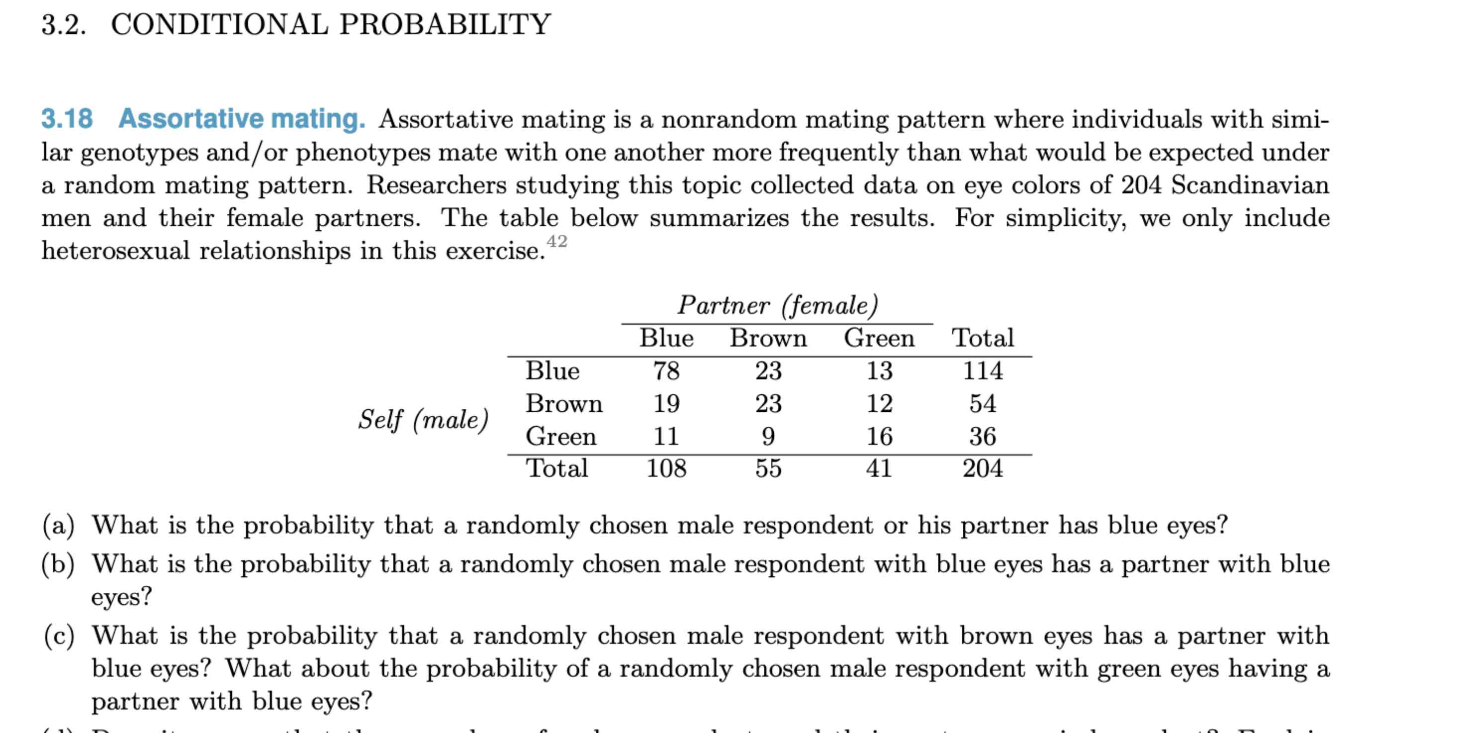 Solved 3.18 ﻿Assortative mating. Assortative mating is a | Chegg.com