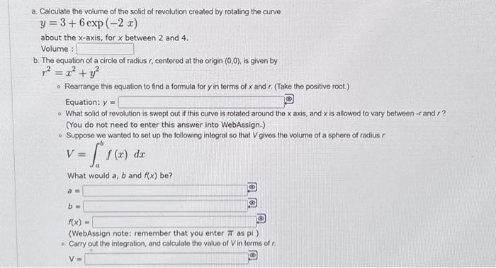 Solved Calculate the volume of the solid of revolution | Chegg.com