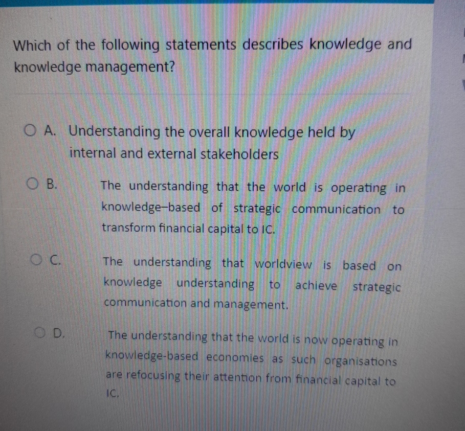Which of the following statements describes knowledge | Chegg.com
