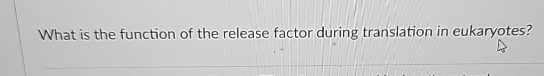 Solved What is the function of the release factor during | Chegg.com