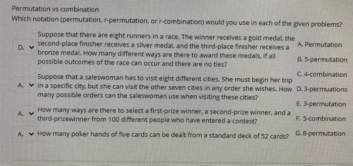 Solved Permutation vs combination Which notation | Chegg.com