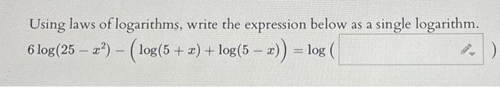 Solved Using laws of logarithms, write the expression below | Chegg.com