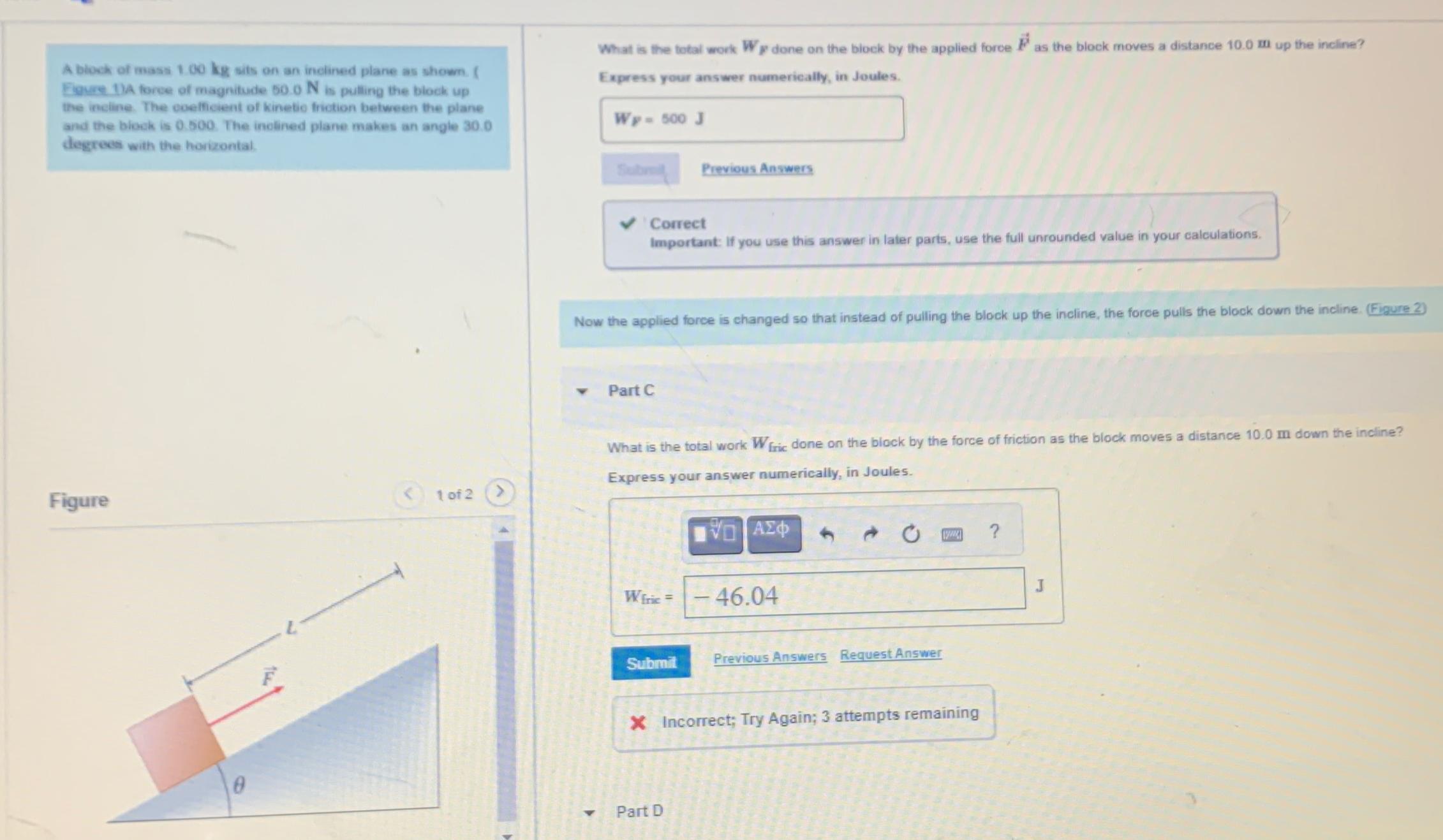 Solved A block of mass 1.00kg ﻿sits on an inclined plane as | Chegg.com