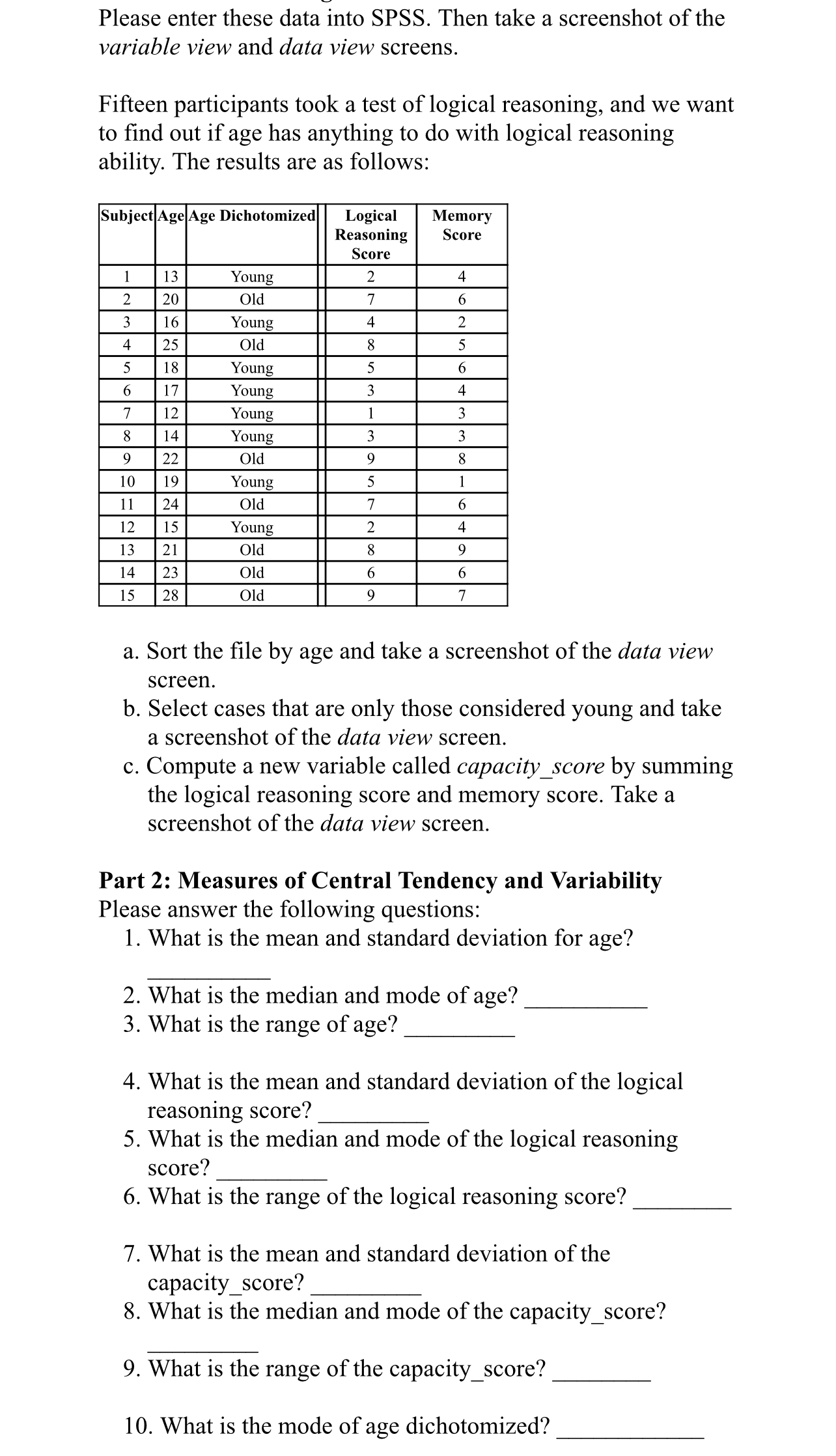 Solved Please enter these data into SPSS. ﻿Then take a | Chegg.com