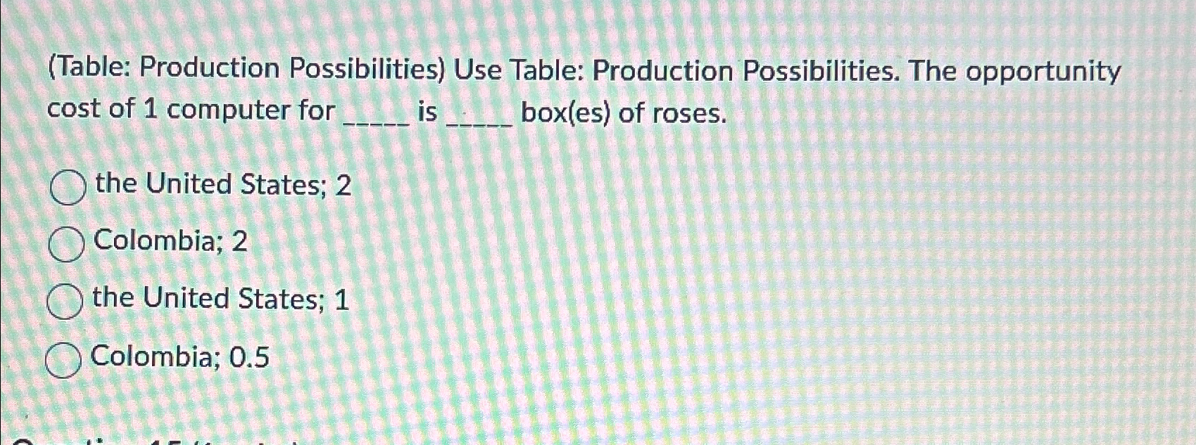 Solved (Table: Production Possibilities) ﻿Use Table: | Chegg.com