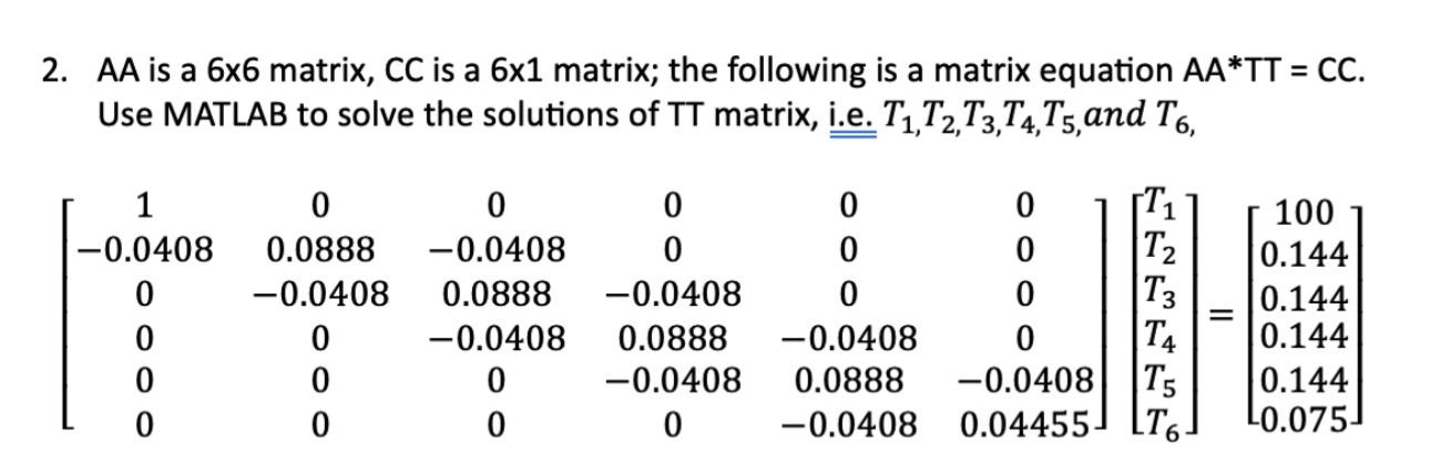Solved AA ﻿is a 6×6 ﻿matrix, CC ﻿is a 6×1 ﻿matrix; the | Chegg.com