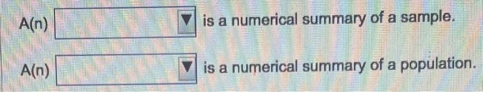 Solved A(n) is a numerical summary of a sample. A(n) is a | Chegg.com