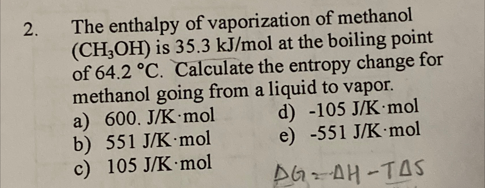 Solved The enthalpy of vaporization of methanol (CH3OH) ﻿is | Chegg.com