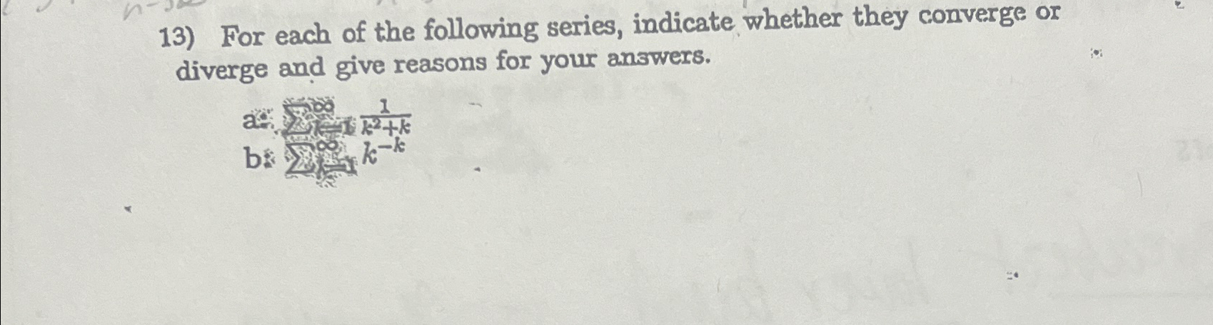 Solved For each of the following series, indicate whether | Chegg.com