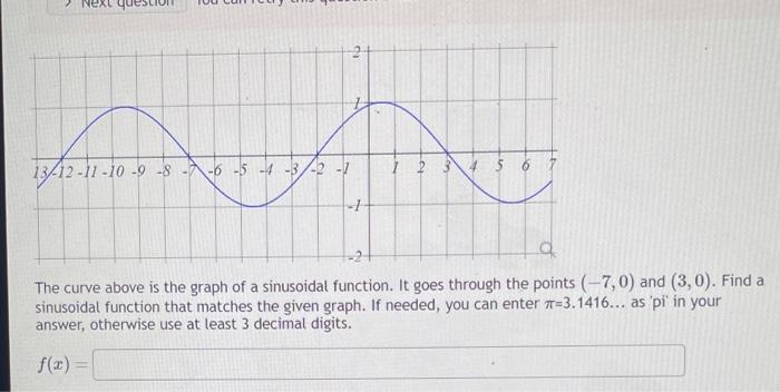 [Solved]: The curve above is the graph of a sinusoidal func