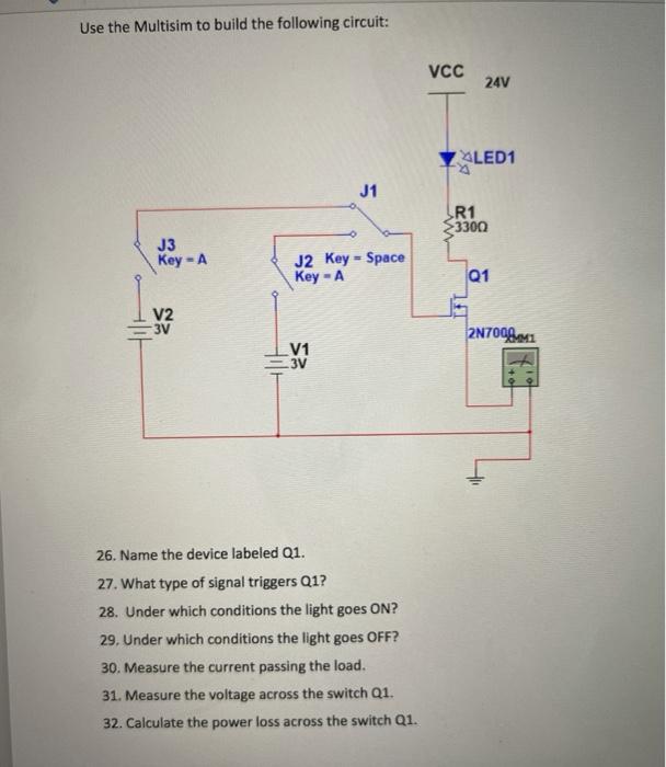 Solved Use the Multisim to build the following circuit: VCC | Chegg.com