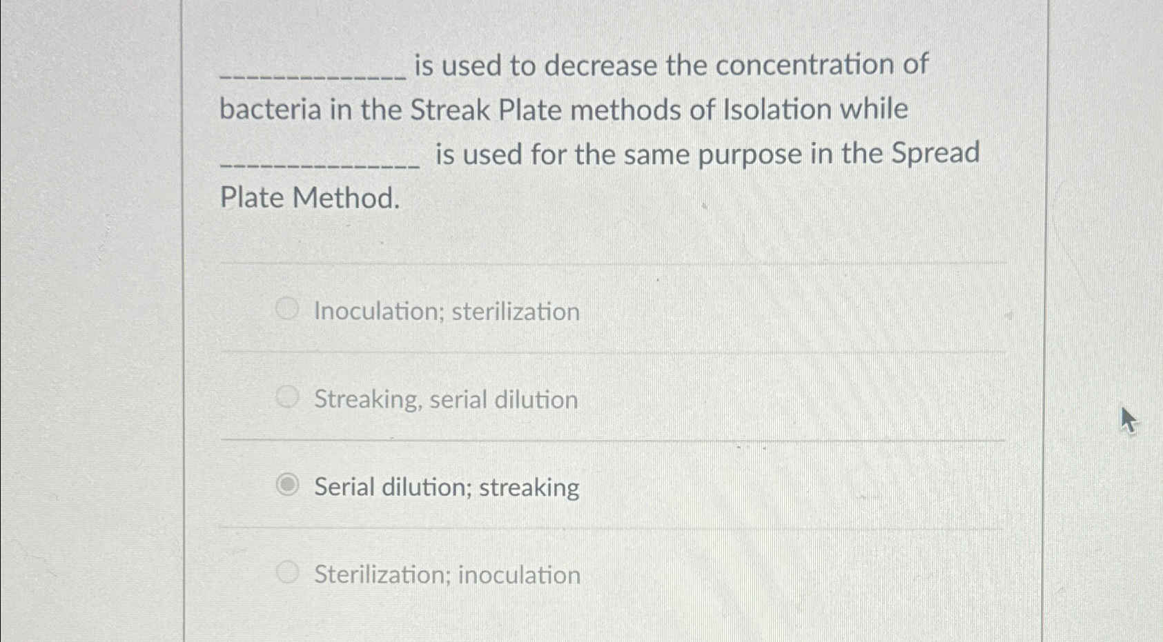 Solved is used to decrease the concentration of bacteria in | Chegg.com