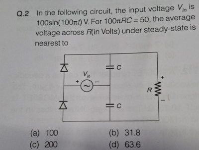 Solved Q. 2 ﻿In the following circuit, the input voltage | Chegg.com