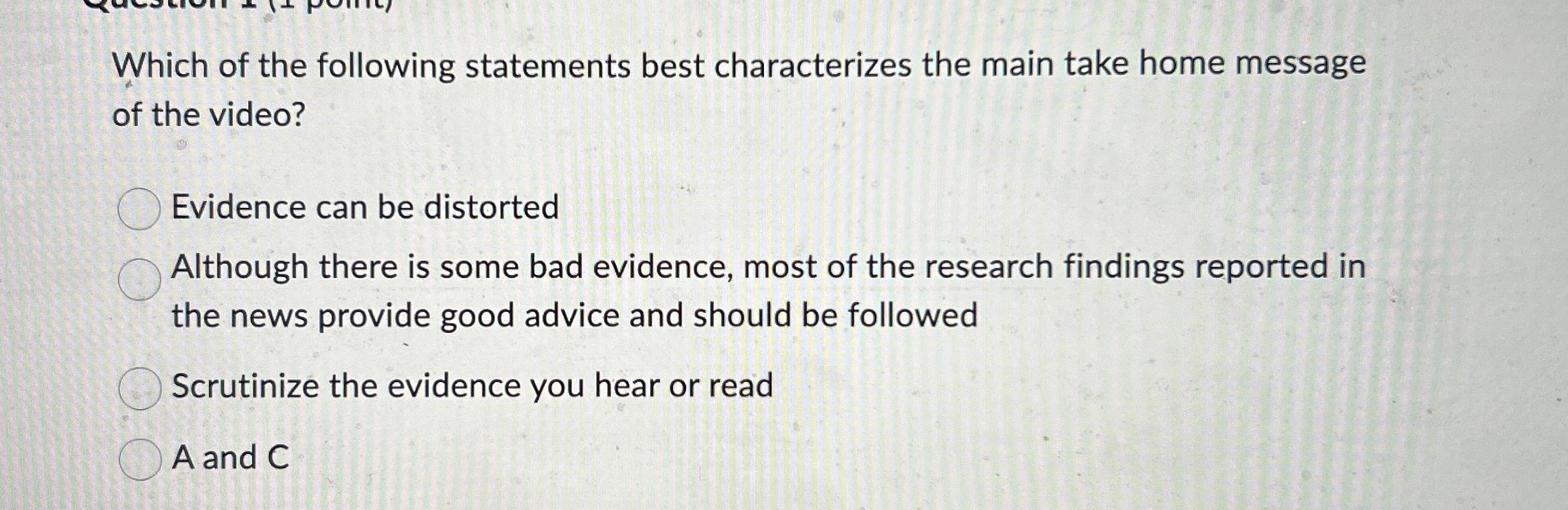 Solved Which of the following statements best characterizes | Chegg.com