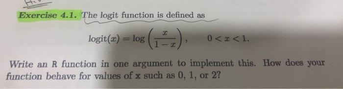 Solved Exercise 4.1. The logit function is defined as | Chegg.com