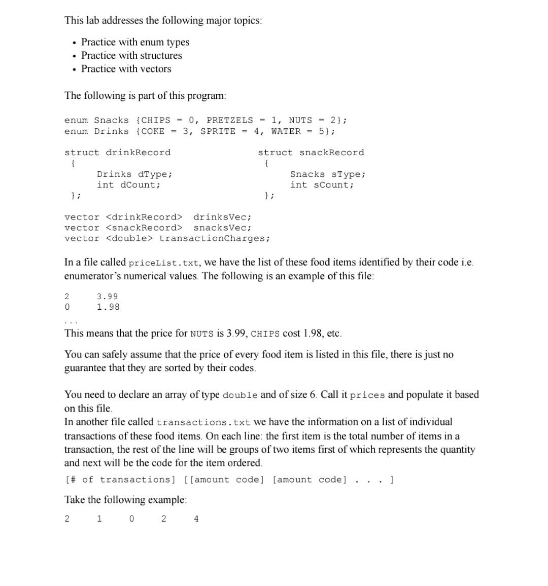 Solved This lab addresses the following major topics: . | Chegg.com