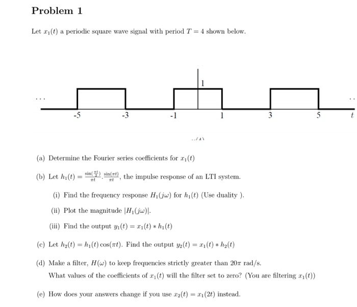Solved Problem 1 Let r(t) a periodic square wave signal with | Chegg.com