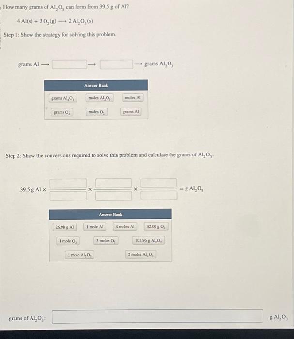 Solved How many grams of Al2O3 can form from 395 g of Al ? | Chegg.com
