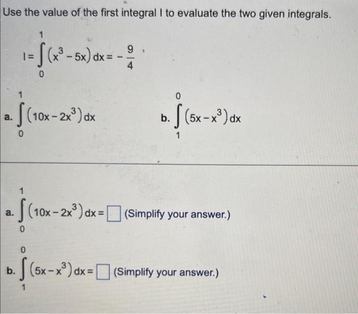 Solved Use the value of the first integral I to evaluate the | Chegg.com