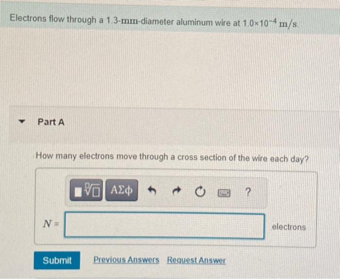 Solved Electrons flow through a 1.3-mm-diameter aluminum | Chegg.com