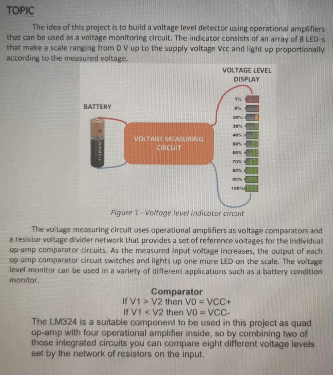 TOPIC The idea of this project is to build a voltage | Chegg.com