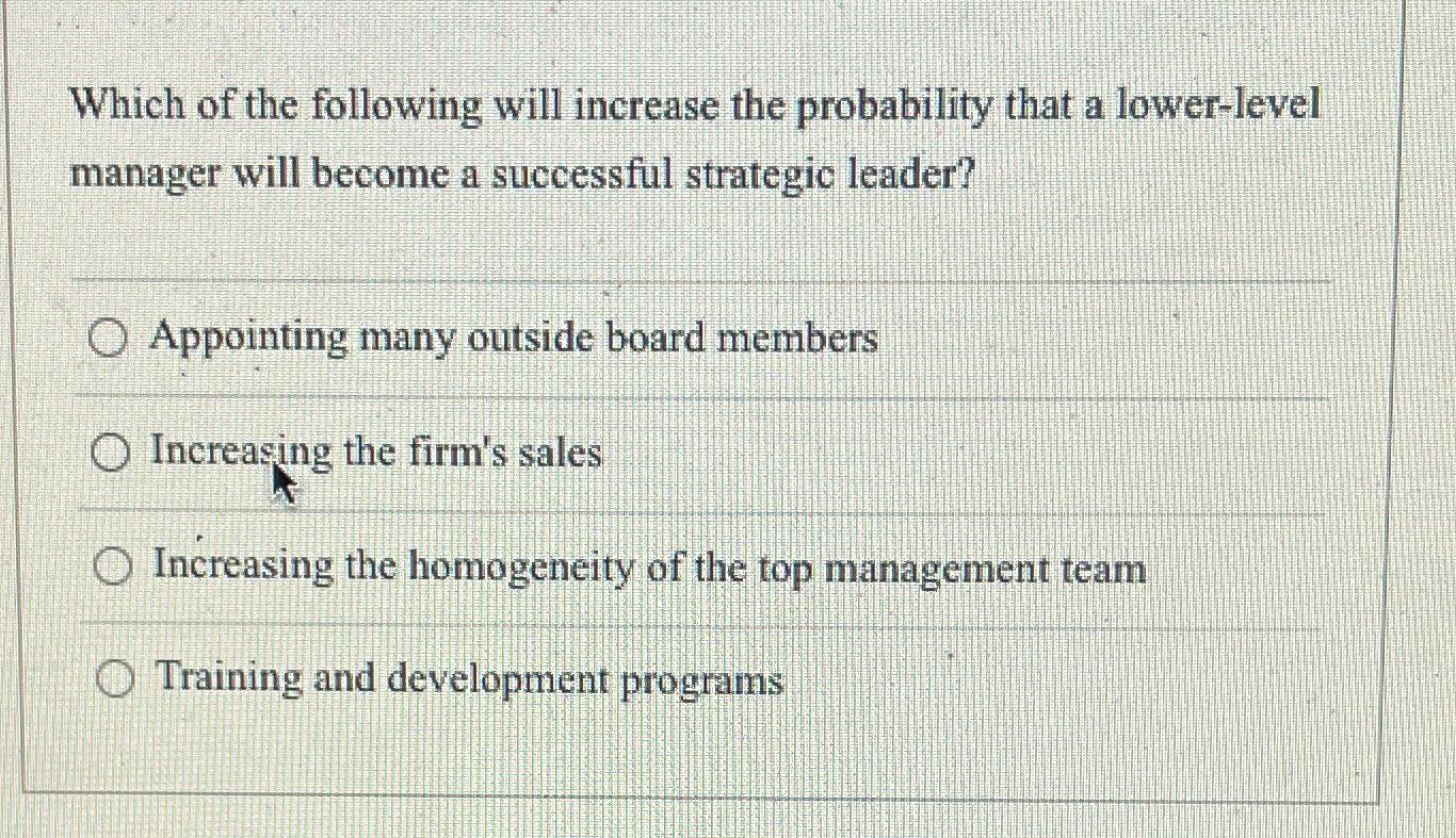 Solved Which of the following will increase the probability | Chegg.com