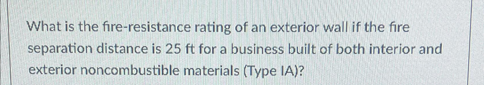 Solved What is the fire-resistance rating of an exterior | Chegg.com