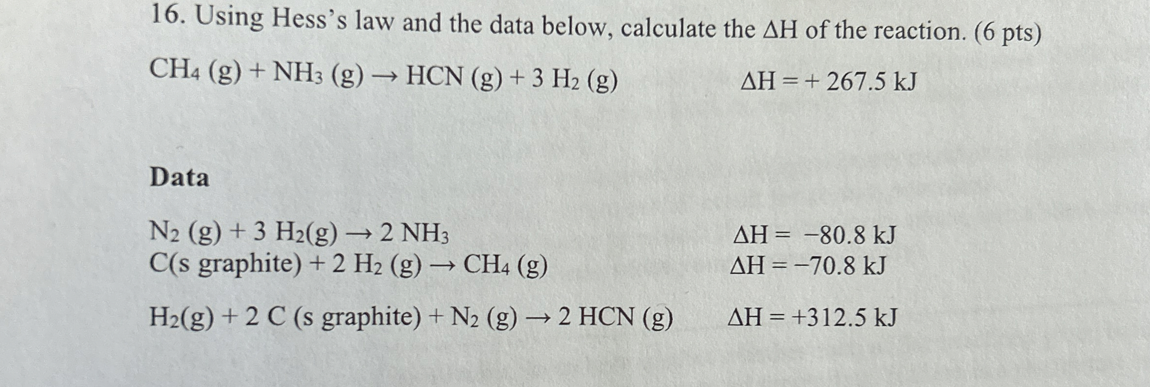 Solved by an EXPERT Using Hess's law and the data below, calculate the ΔH | Chegg.com
