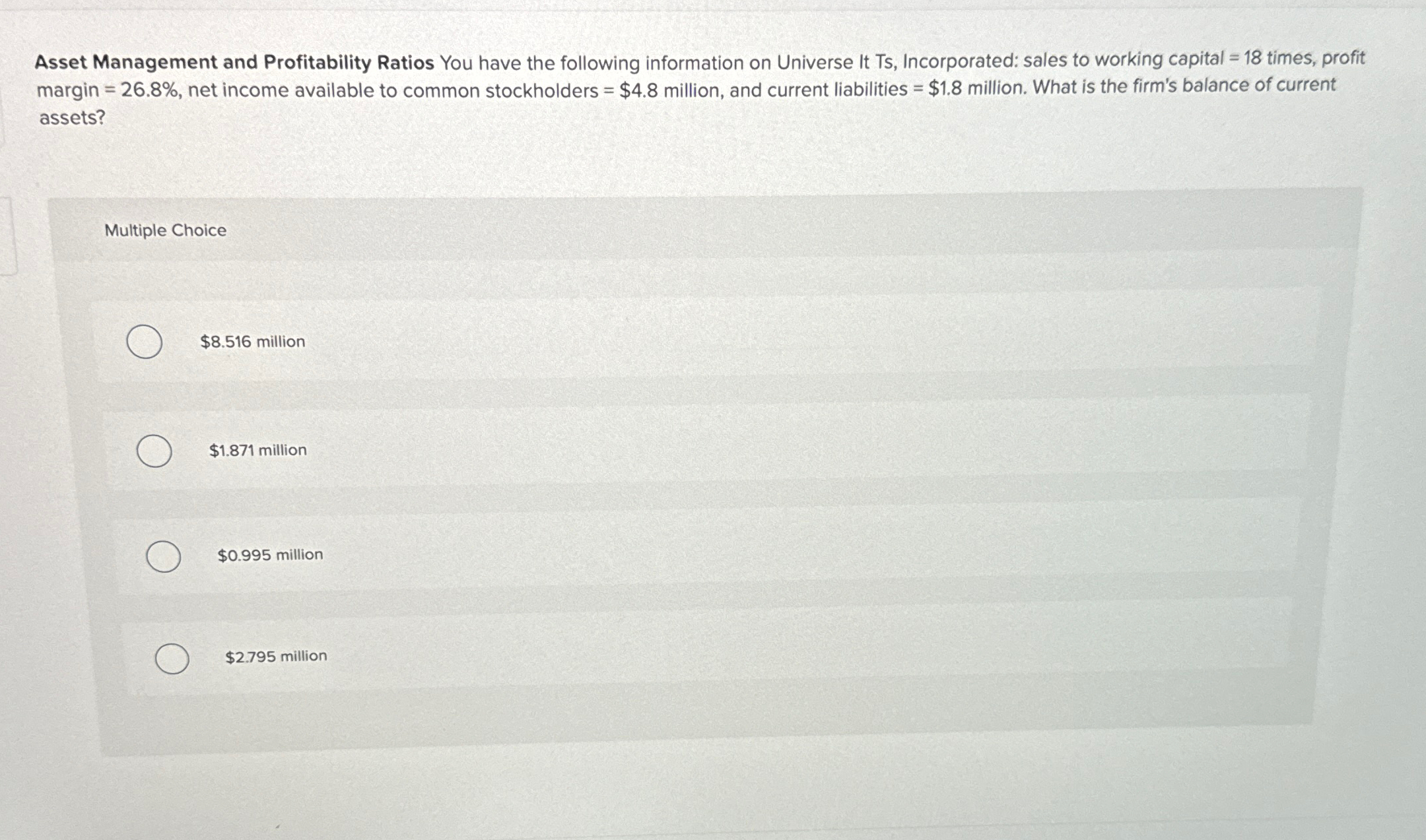 Solved Asset Management and Profitability Ratios You have | Chegg.com