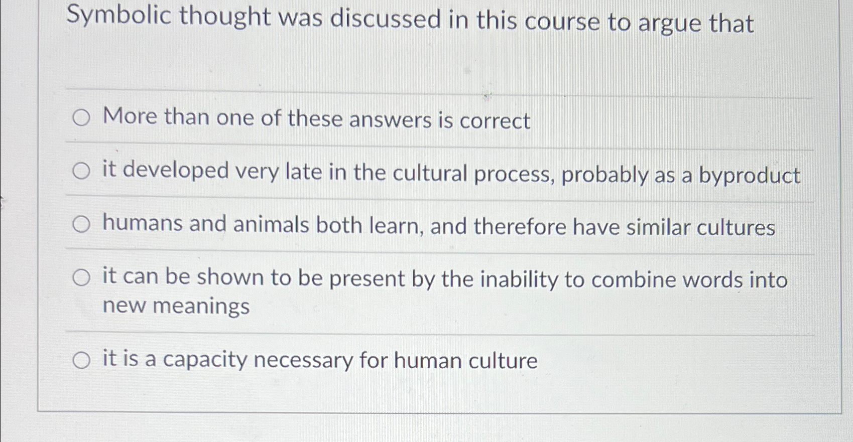 Solved Symbolic thought was discussed in this course to | Chegg.com