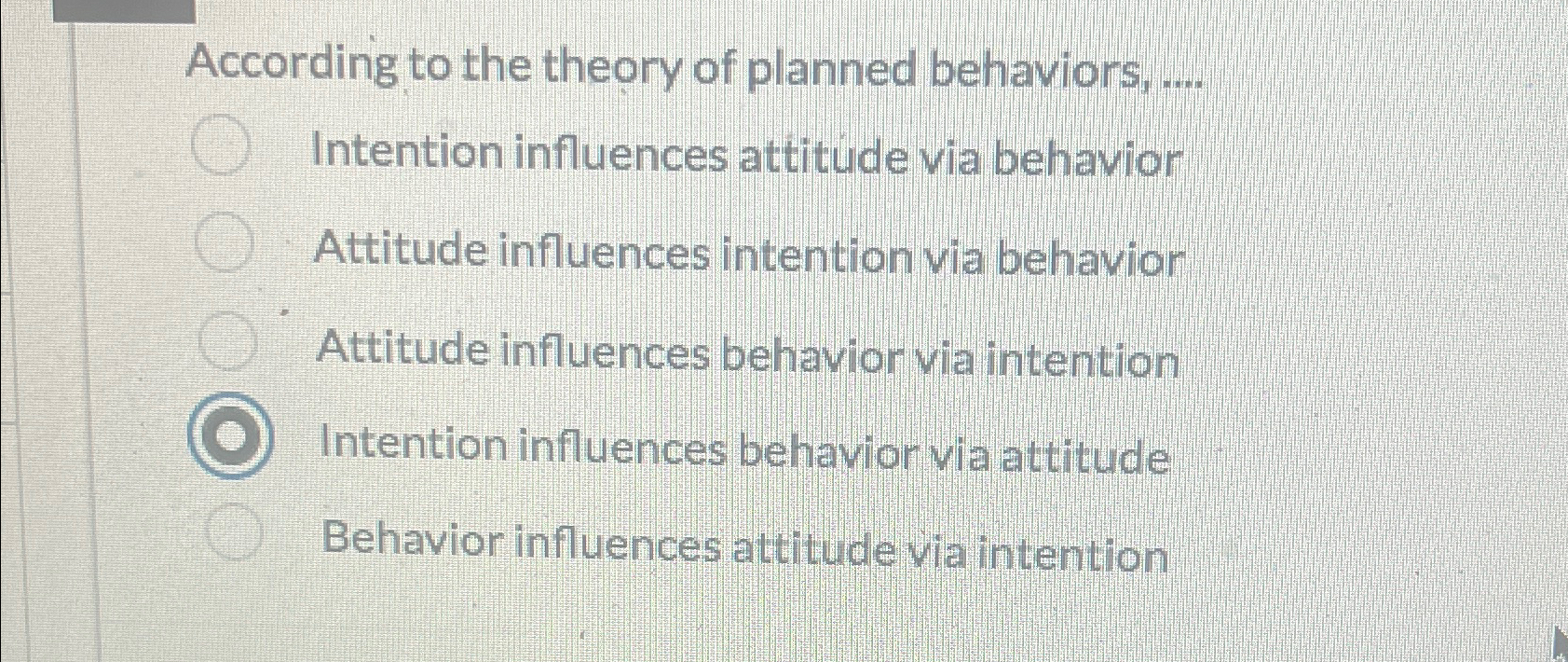 Solved According to the theory of planned | Chegg.com