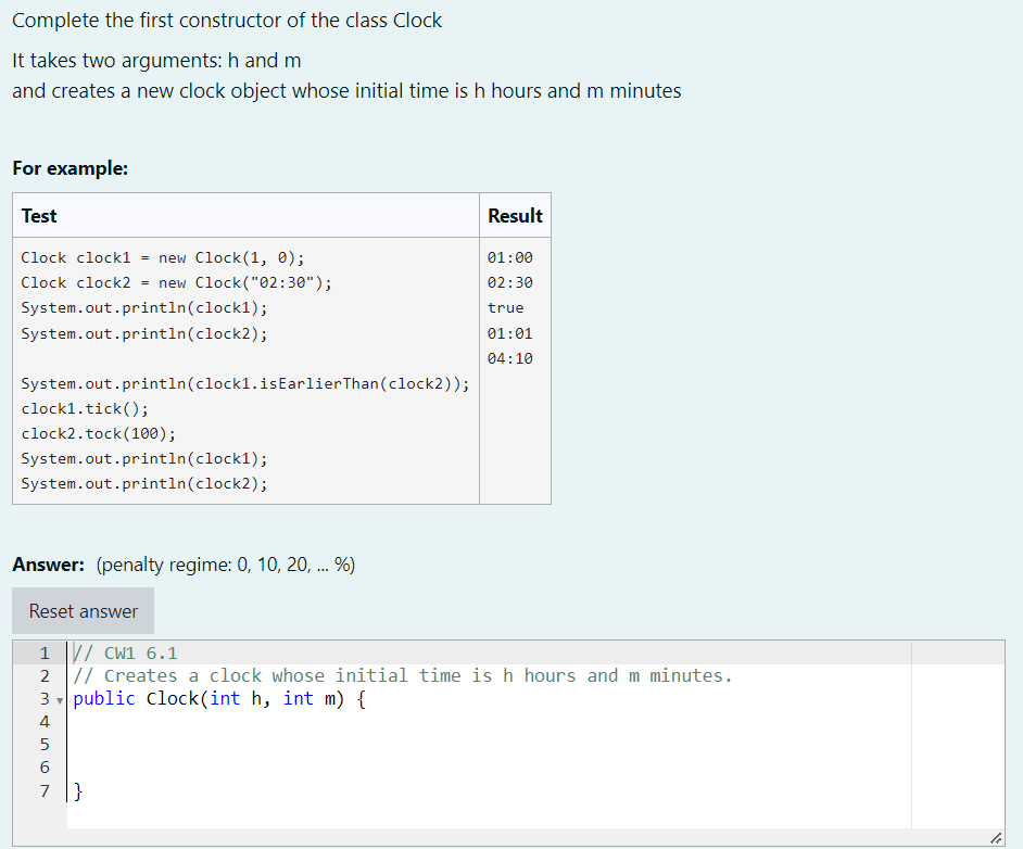 Solved /* * CW1 Week 7 */ public class Clock { private | Chegg.com