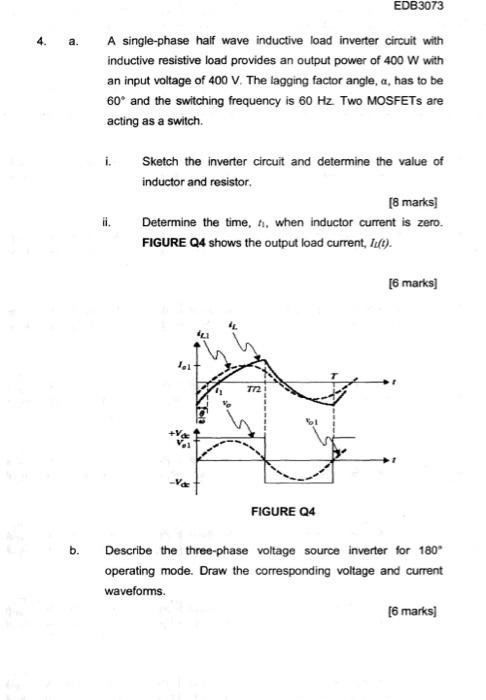 Solved a. A single-phase half wave inductive load inverter | Chegg.com