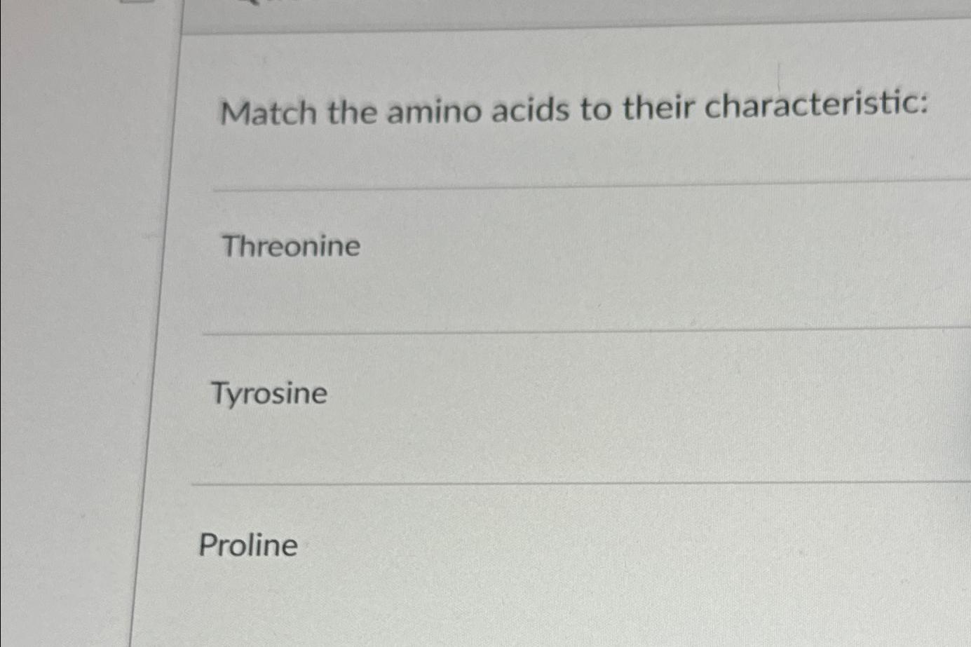 Solved Match the amino acids to their | Chegg.com