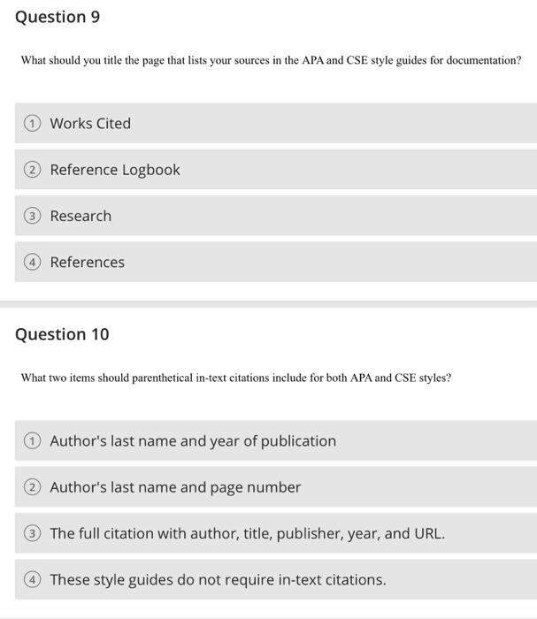 Solved Question 9 What should you title the page that lists | Chegg.com