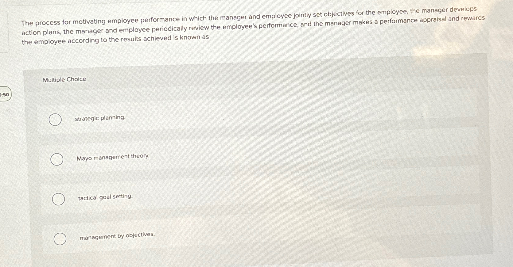 Solved The process for motivating employee performance in | Chegg.com